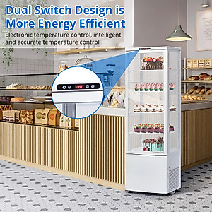 238L refrigerated display cabinet, floor-standing glass door refrigerator, with LED lighting and automatic defrost function, adjustable internal shelves, suitable for bars, restaurants, offices, homes
