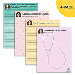 KAPTAN Funny Notepads - Nurse/Doctor Medical Themed, Sarcastic Memo Pads for Writing Notes, Lists, Appointments, and Schedules, Cute Office Stationery