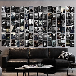 Photo Collage Kit Gloomy for Wall, 100 Pictures Black and White Aesthetic Posters for Wall Decor | Dark Academia Retro Decor for Bar