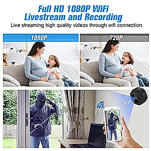 WiFi Spy Hidden Camera Wireless Portable Nanny Cam, Mini 1080P HD Small Security Cameras with Night Vision Motion Detection Alert for Phone APP, Micro Monitor for Home/Car/Office/Baby/Apartment