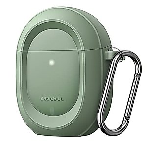 CaseBot Case Cover for Pixel Buds A-Series 2021 and Pixel Buds 2 (2020), Rugged Shield Protective Skin [Front LED Visible](Sage Green)