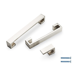 HandleMax 5" Modern Satin Nickel Kitchen Cabinet Drawer Handle Pull Hardware, 96mm (3-3/4") Hole Center, 19SN96, 15 Pack