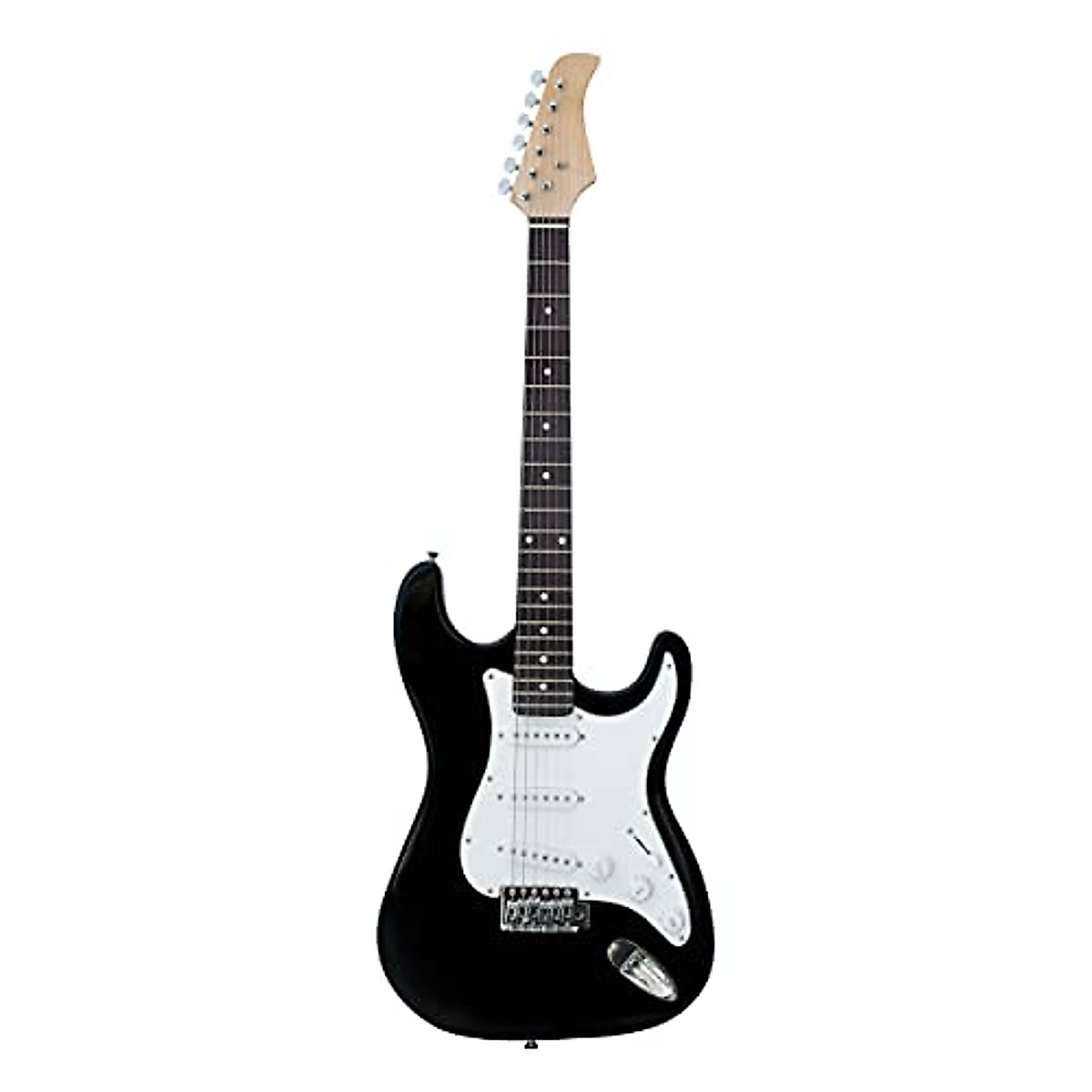 CB SKY Full-Size 39“ Adult/Teenager/Beginner Electric Guitar Black with 5W Amplifier (powered by 9V battery or adaptor - not included), Extra Strings, Cable and Guitar Pick (Black)