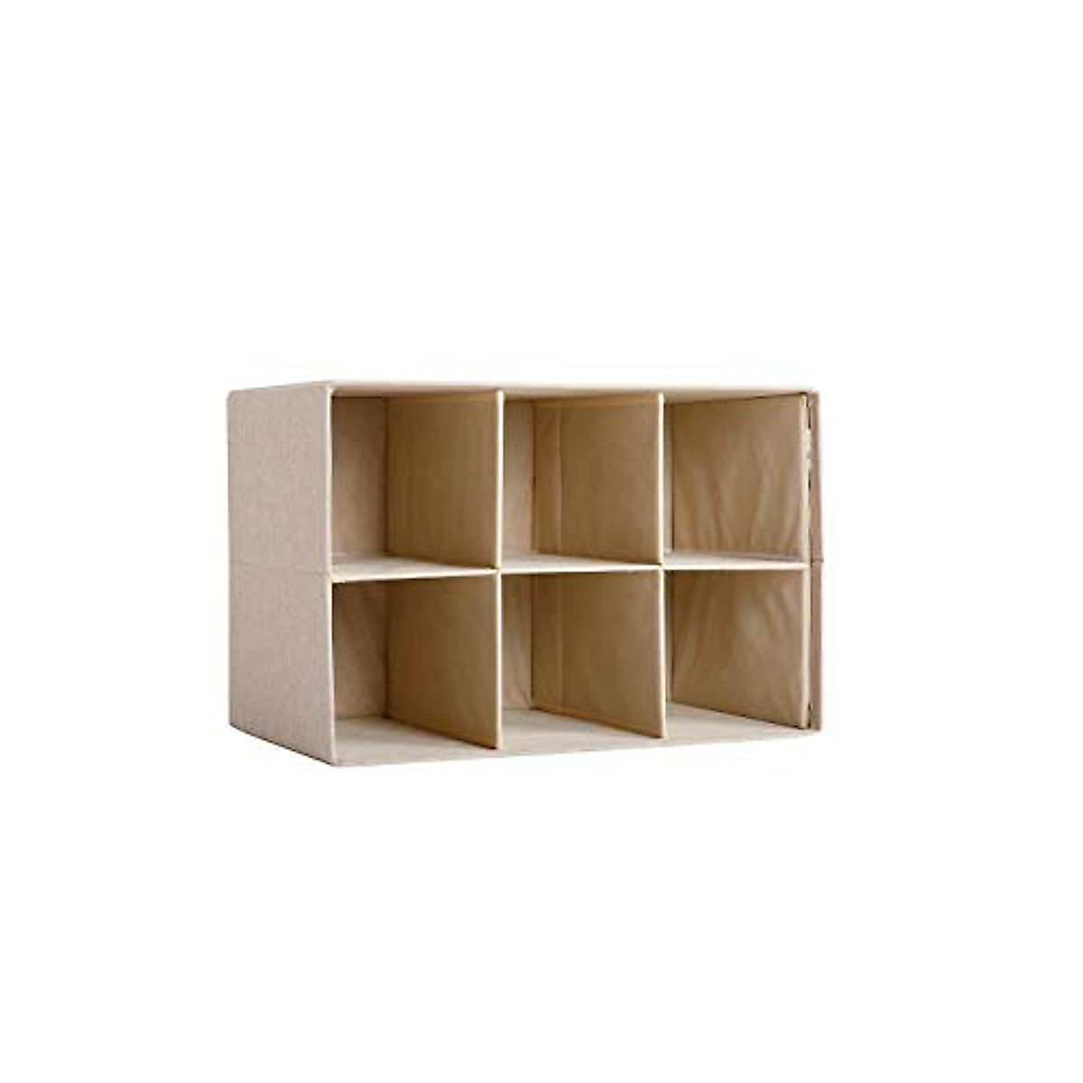 BIRDROCK HOME Cream Linen Cube Organizer Shelf with 6 Storage Bins – Strong Durable Foldable Shelf – Kid Toy Clothes Towels Cubby – Collapsible Bedroom Fabric Shelves and Cubes