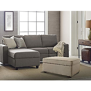 Serta Olin Storage Ottoman with Lid, Contemporary Design, Hinged Lid, Can Be Used as Footrest or Extra Seat, Easy Assembly, Beige