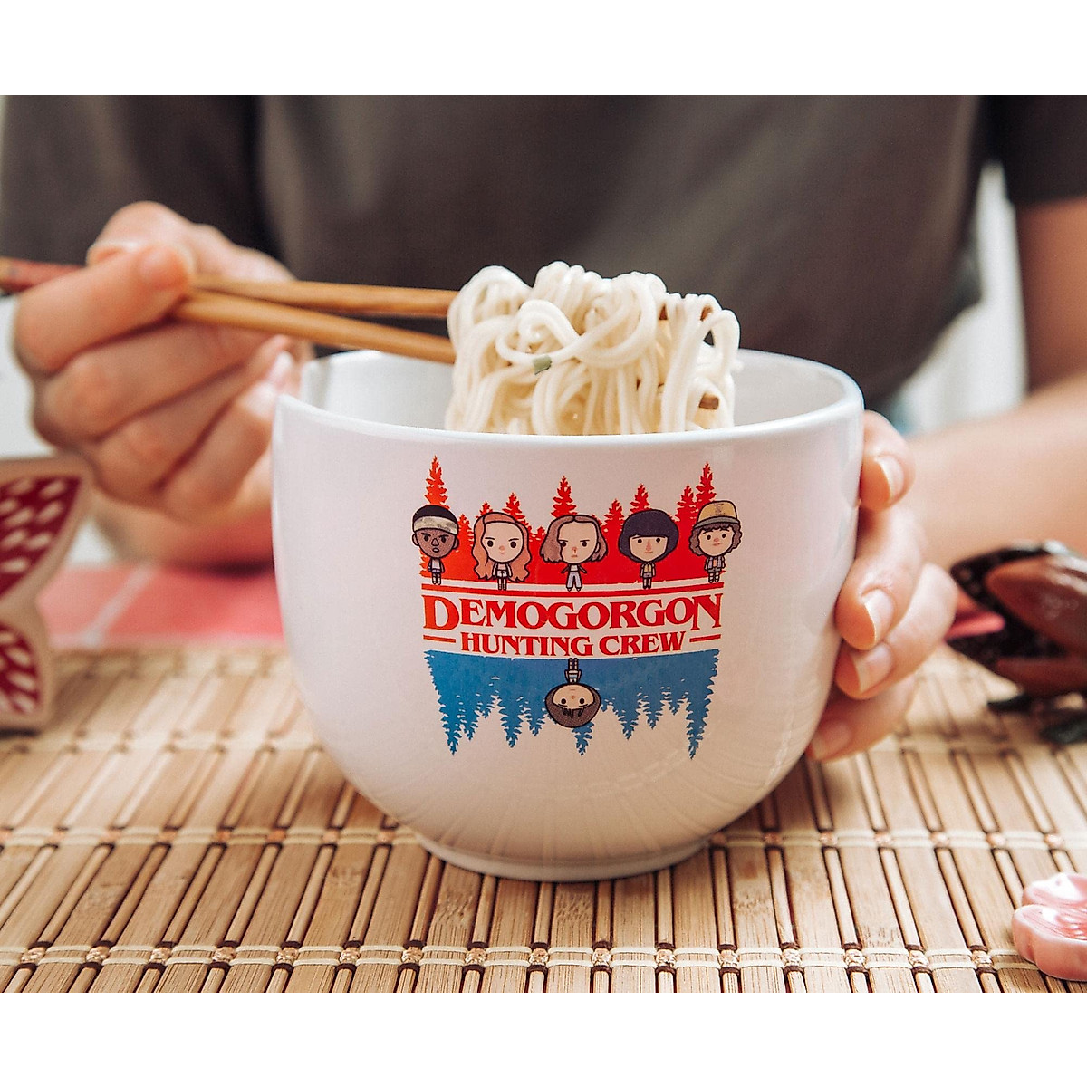 Stranger Things Demogorgon Hunting Crew 20-Ounce Ramen Bowl and Chopstick Set