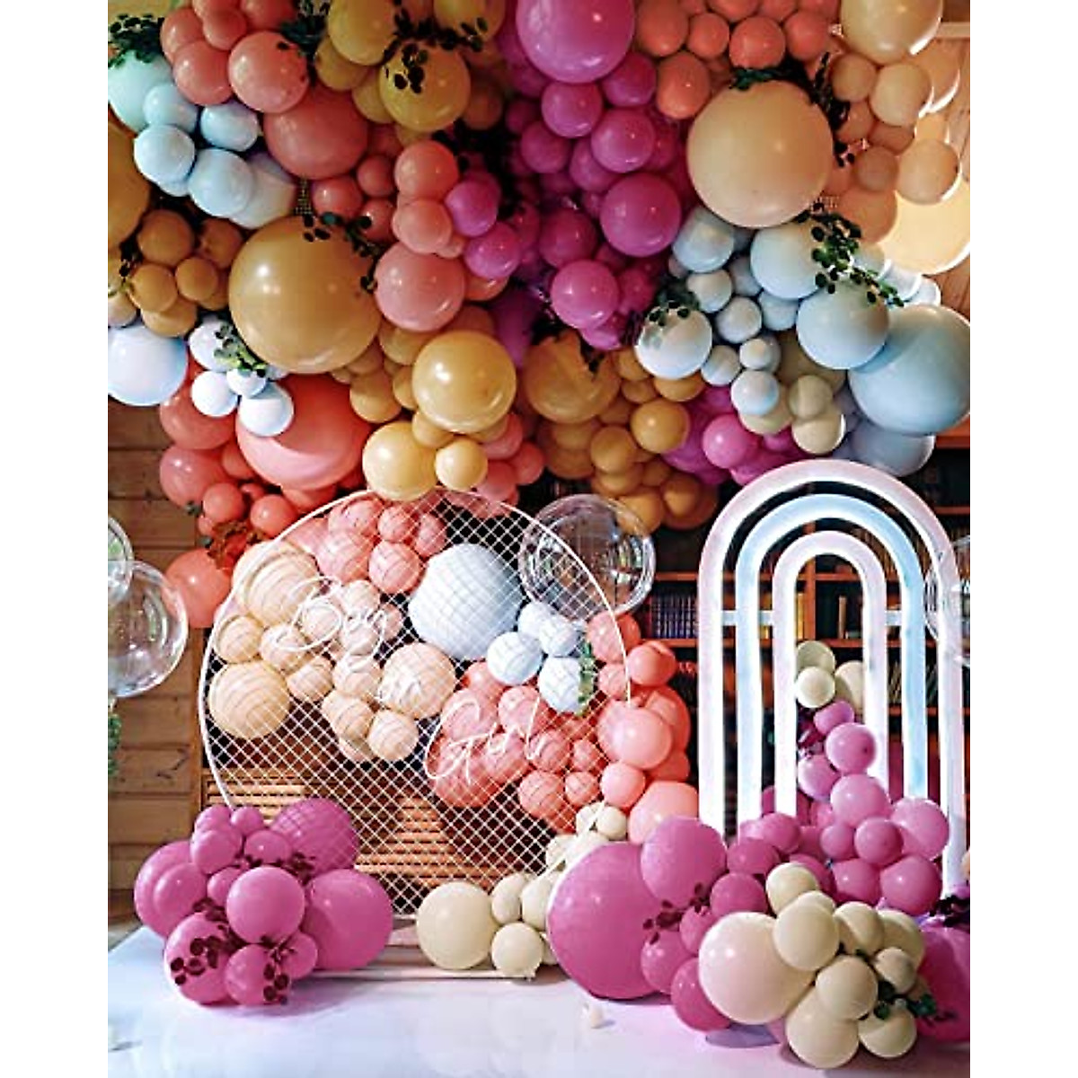 Dusty Pink Balloon Garland Boho Balloons Pastel Balloon Arch Kit Latex Thick 18/12/5in Blue Brown White Sand Balloon Set For Bridal Shower Girl Birthday Baby Shower Bachelorette Party Decorations