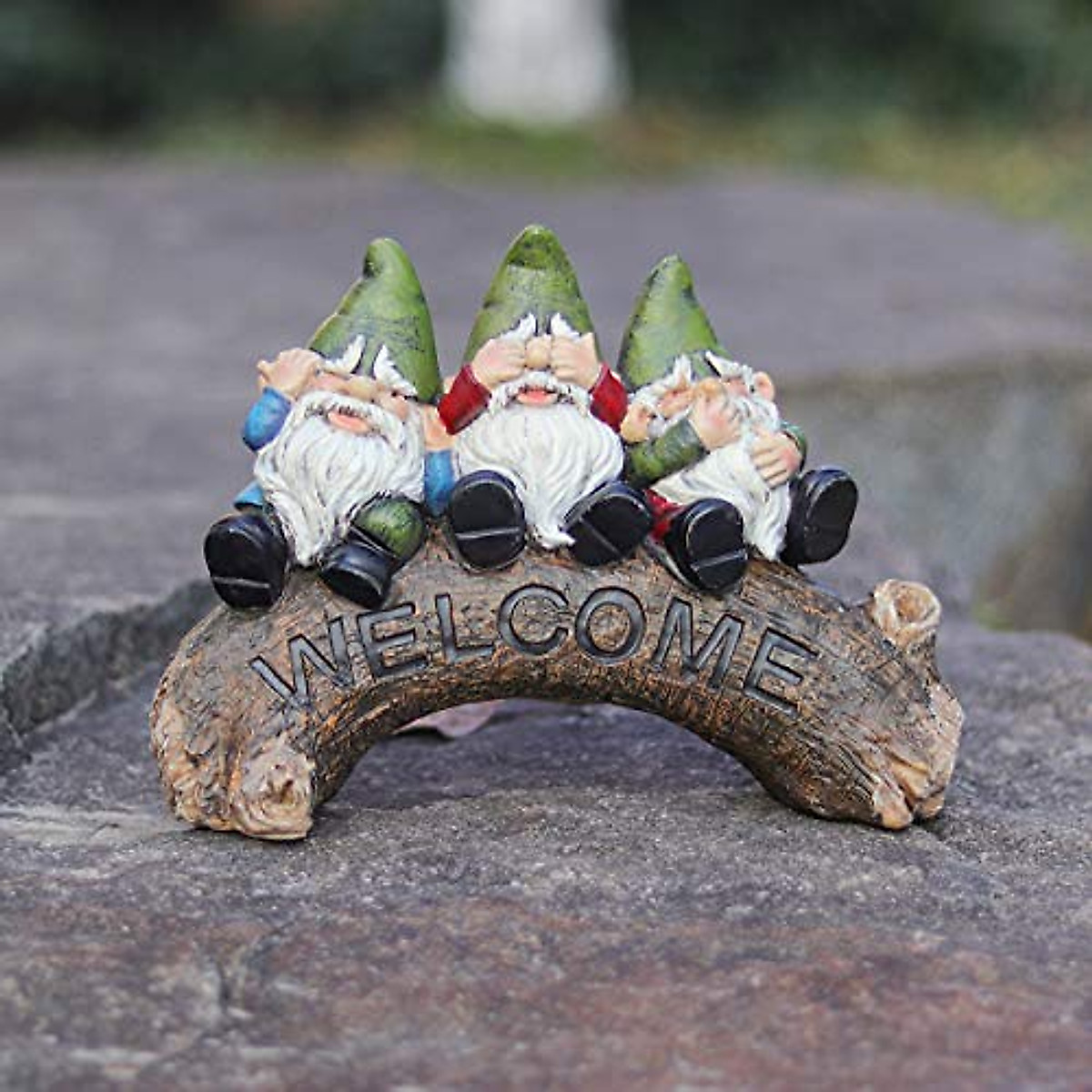 Gnome Garden Decor, Fairy Garden Welcome Sign Statues Whimsical Gnomes Sculptures for Yard Patio Outside Home