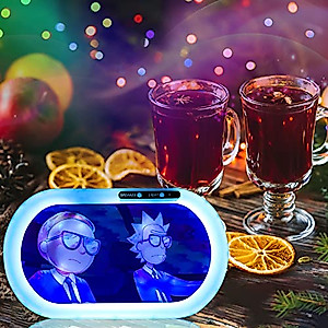 Bluetooth Speaker LED Rolling Tray - Light Up Glow Tray with 7 Colors Party Mode Rechargeable, Smooth Rounded Edges, USB Fast Charging, Unique Art Style Patterns Design, Fun Guys, 13.8”x7.9”.