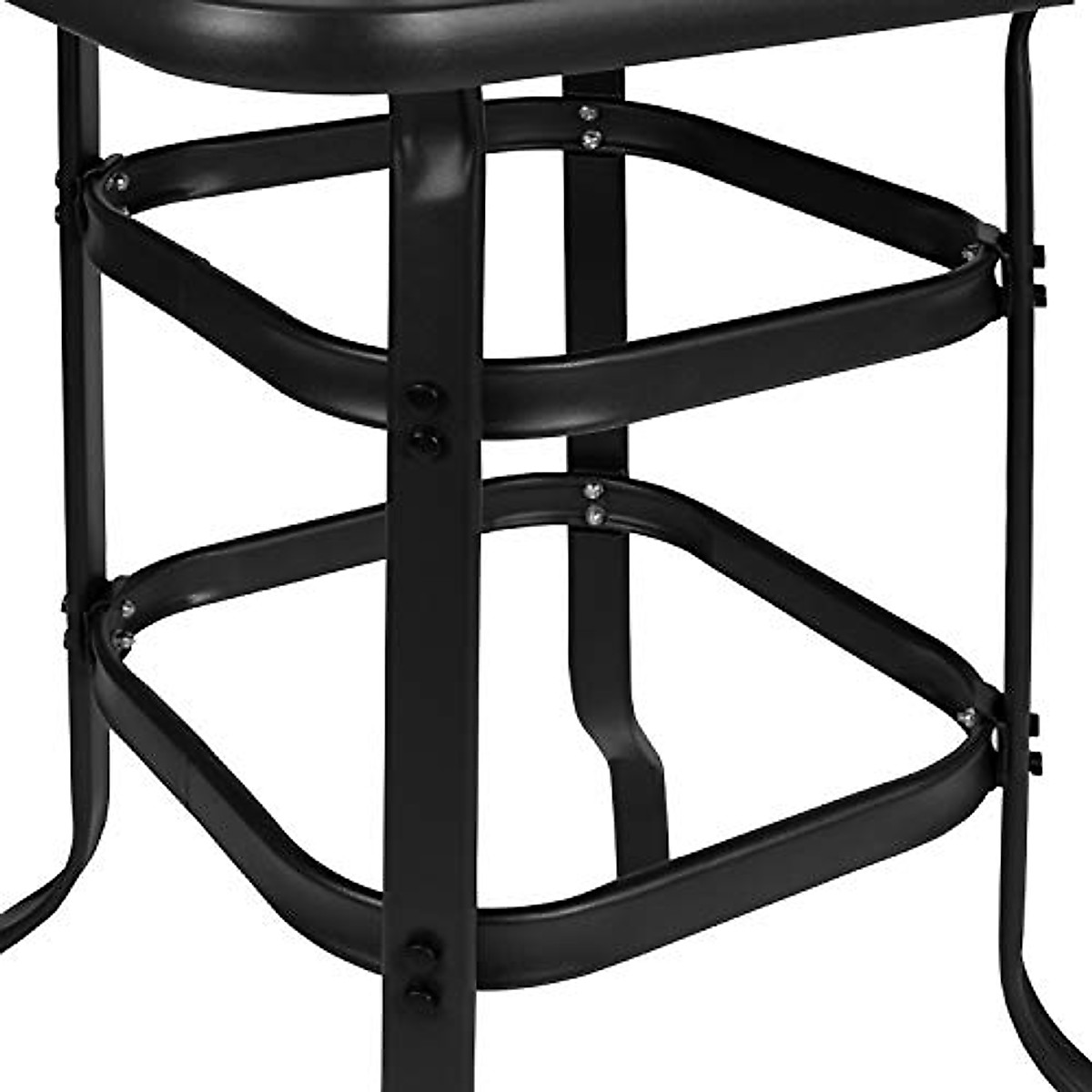Flash Furniture Brazos Bar Table Set - 5 Piece Glass Brazos Bar Table with 4 Navy Patio Bar Stools - Brazos Outdoor Chairs