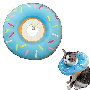 ZHUOKECE Cat Cone Collar Soft, Cute Cat Donut Cat Recovery Collar Adjustable Elizabethan Collar for Wound Healing, Comfortable Lightweight Neck Cone for Kitten Dog (Blue, M)