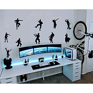 Video Game Wall Decal Wall Sticker Poster Floss Dancing Decal Game Room Decor Peel & Stick Game Decal Baby Bedroom Home Decor Gaming Stickers (34.6" x 23.6") (Black)
