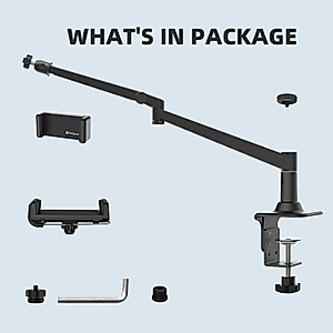 Smatree Mic Arm Desk Mount for Shure SM7B/SM58/MV7/AT2020 Mic, Shure SM7B Mic Stand, Metal Mic Arm Stand with 5/8" Adapter for Singing,Podcasts and Recording