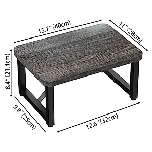 SZLHANJZ One Step Stool, Wooden Foot Stool for Adults, Small Stepping Stool for Bed and Closet, Heavy Duty Step for Kitchen, Dorm, and Indoor Use, Dark Gray