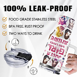 NIAXAUYT Anime Gifts for Women Girls, 40oz Just A Girl Who Really Loves Anime Tumbler With Handle, Birthday Gifts for Anime Lovers/Fans Girls Cup, Anime Themed Gifts Ideas for Teen Sister Friends Mug