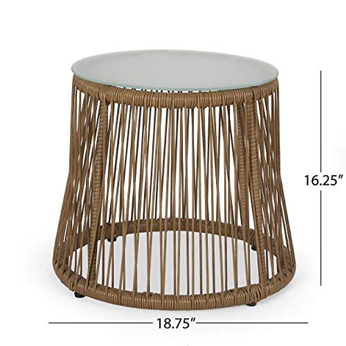 Christopher Knight Home Russell Outdoor END Table, Light Brown + Silver
