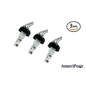AmeriPour - Measured Pourer - Liquor Bottle Pourers - Collared - (3pk) Made 100% In The USA. Bar Spouts That Don't Leak - No Cracks, Just A Perfect Cocktail Pour Everytime. Great for Wine Too! (1.5oz)