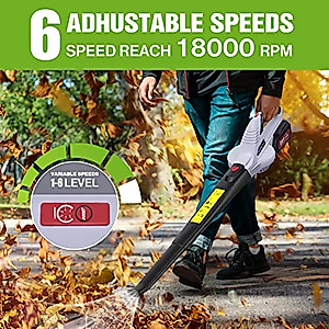 BQYPOWER Leaf Blower Cordless with Battery and Charger, 20V Handheld Electric Leaf Blower for Lawn Care, Variable-Speed, Lightweight Battery Powered Leaf Blower for Snow Blowing & Yard Cleaning