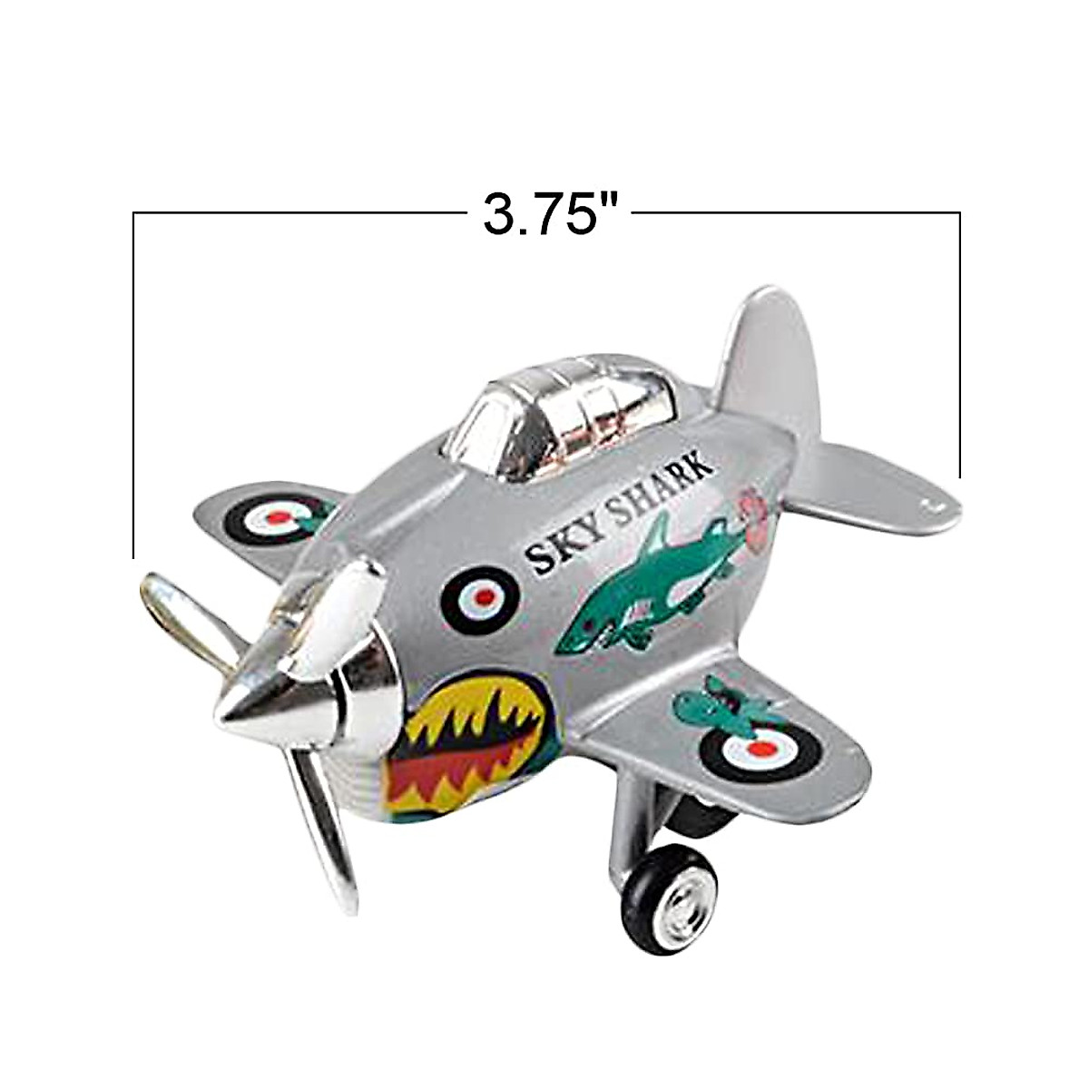 ArtCreativity Diecast Skyshark Planes with Pullback Mechanism, Set of 3, Diecast Metal Jet Plane Toys for Boys, Pull Back Airplane Party Favors, Goodie Bag Fillers for Kids