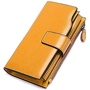 SENDEFN Women Leather Wallets RFID Blocking Clutch Card Holder Ladies Purse with Zipper Pocket