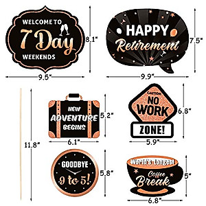 Retirement Party Centerpieces Women Rose Gold Happy Retirement Party Centerpieces Sticks Glitter Table Toppers Decorations Party Photo Booth Props Set of 24