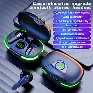 BENBOAR Wireless Earbuds,Bluetooth 5.1 Headphones with LED Digital Display Charging Case IPX4 Waterproof HiFi Stereo True Wireless in-Ear Earphones