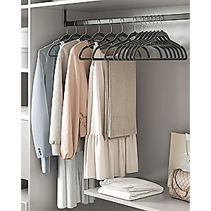 SONGMICS Velvet Hangers, 50 Pack, Ultra Thin Space Saving, Non-Slip Coat Hangers with Tie Organizer, 360 Degree Swivel Hook, Grey CRF50V