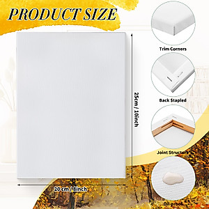 Thenshop Stretched Canvas for Painting 10 oz Triple Primed 100% Cotton White Blank Canvas Bulk Art Canvases for Painting Acrylics Pouring Oil Paint Party Supplies(80 Pieces,8 x 10 Inch)