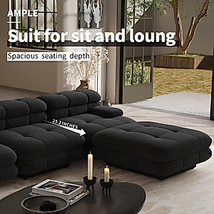 WJShome Modular Sectional Couch for Living Room, Inline Sofa Couch,73.23" Minimalist Sofa Couch,Lovesofa Deep Seat Couch Deep Seat (Black, 2 Seater)