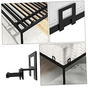 MOLUCKFU 1 Set Mattress Retainer Bed Mattress Adjustable Bed Frame Bed Stand Bed Pads Bedding Bed Shelf Bed Frames Metal Mattress Slide Stopper Mattress Non-Slip Stoppers Iron Black