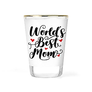 Mothers Shot Glass - Mothers Day Gift - Moms Birthday Shot Glass - Worlds Best Mom Glass - Mom Drinkware - Gifts for Mom - Cute Mom Gift