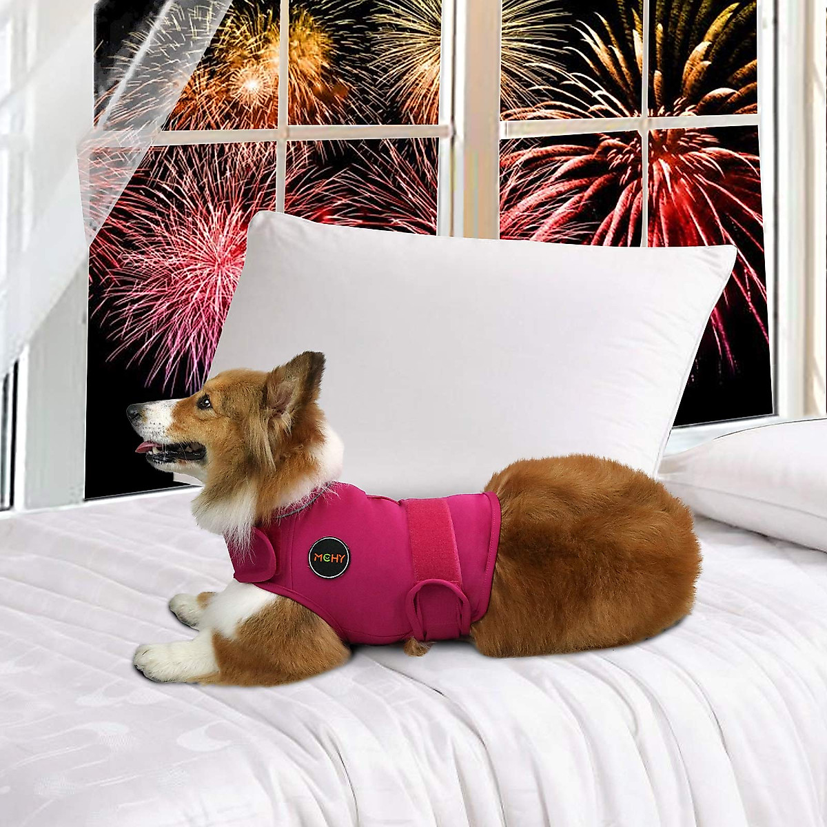 MCHY Dog Anxiety Vest, Anxiety Relief for Dogs, Dog Calming Coat (Rose S)