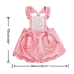 Cute Retro Apron Vintage Ruffle Kitchen Cooking Apron with Pockets for Women Pink