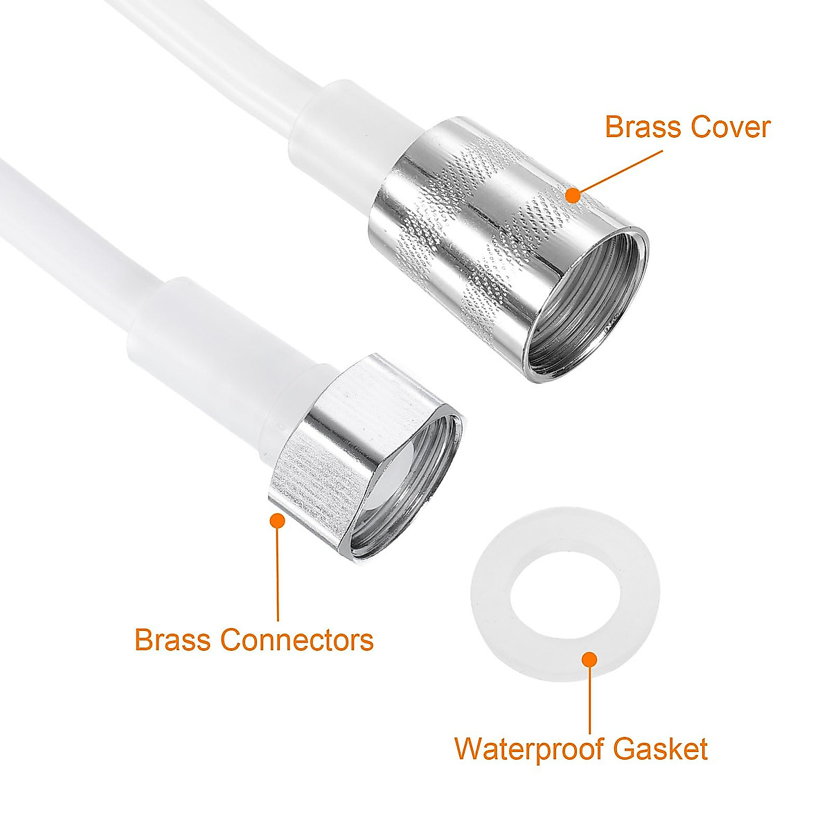 uxcell Spring Flexible Shower Hose, 2.5 Meter/98-inches Plastic Telescopic Shower Hose for Water Plumbing Toilet Bidet Sprayer Gun Bathroom Spiral Flexible Shower, White