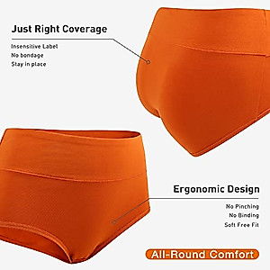 WeciBor Women's 12 Pack High Waisted Cotton Briefs Underwear Comfy Ladies Breathable Panties - Size M