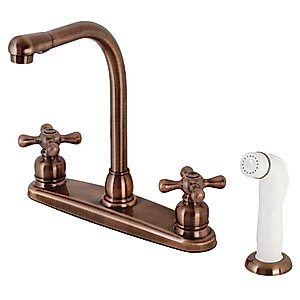 Kingston Brass KB716AX Victorian 8" Centerset Kitchen Faucet, Antique Copper