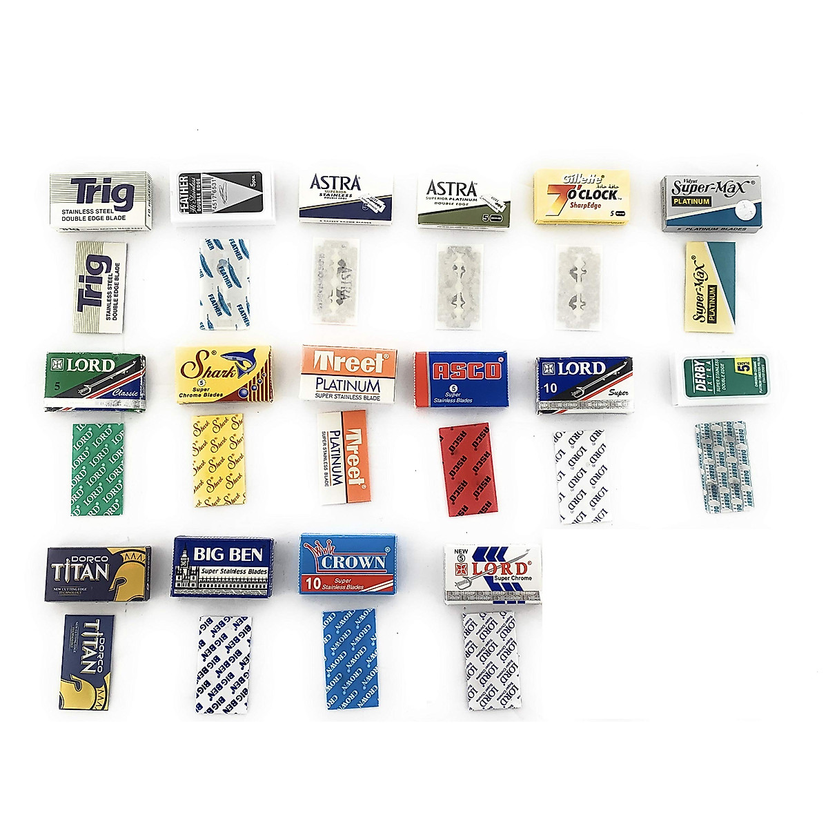 G.B.S Double Edge Razor Blade Sample Pack, Variety of 16 Safety Blades