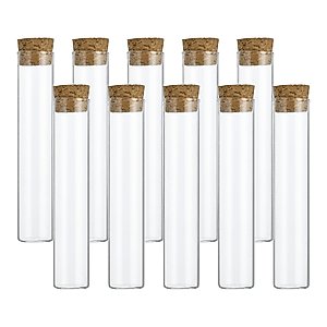 PATIKIL 25ml Test Tubes, 30pcs 3.94x0.79in Glass Clear Flat Bottom Test Tube Containers with Cork Stopper for Bead Party Candy Bath Salt Storage Scientific Experiment Plant Propagation