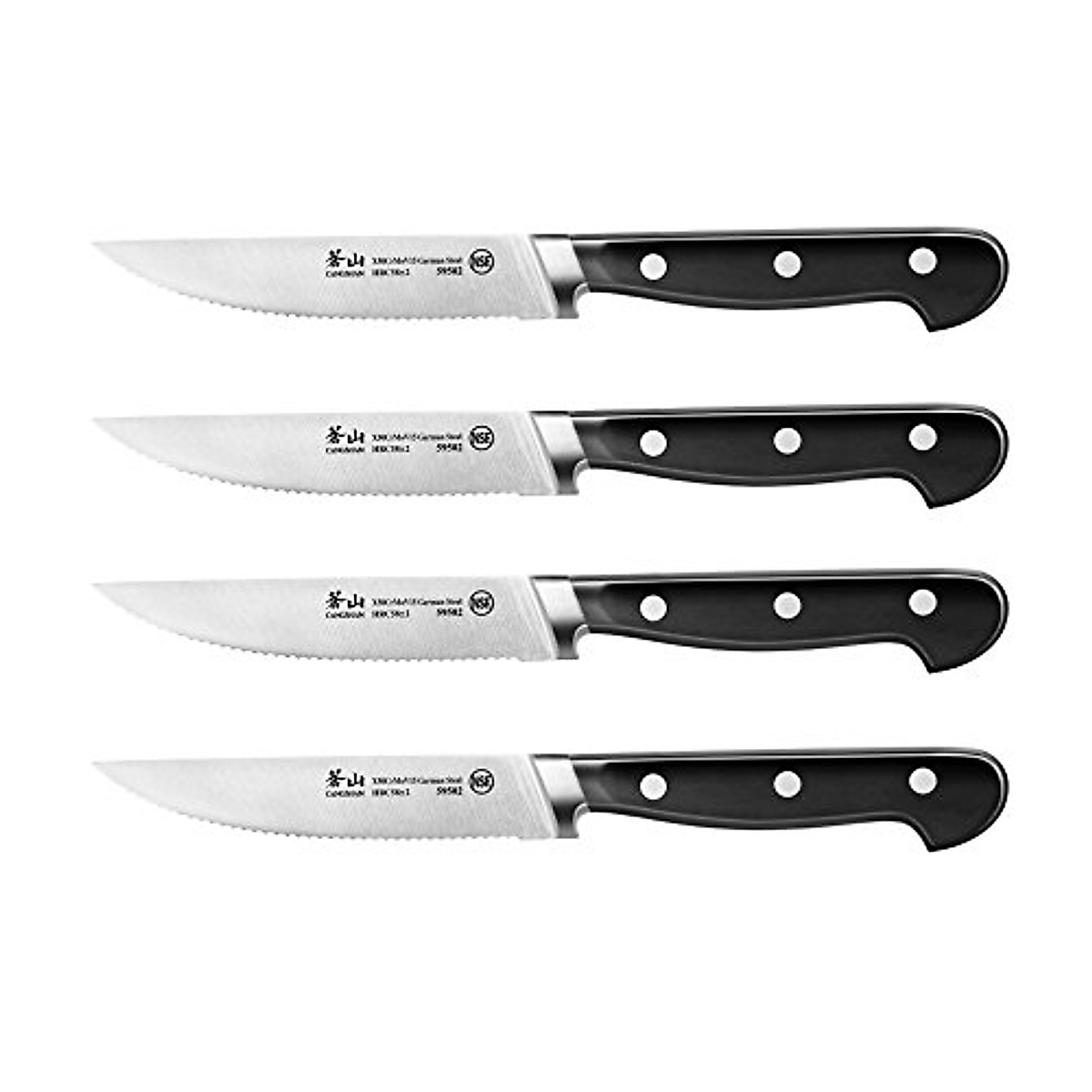 Cangshan V2 Series 1020373 German Steel Forged 4-Piece Steak Knife Set, 5-Inch Blade