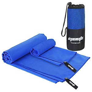 EPAuto Microfiber 2-Pack Fast Drying Towels (60" x30'') with Face/Hand Towel (24" X15'') for Travel, Beach, Backpacking, Camping and Gym