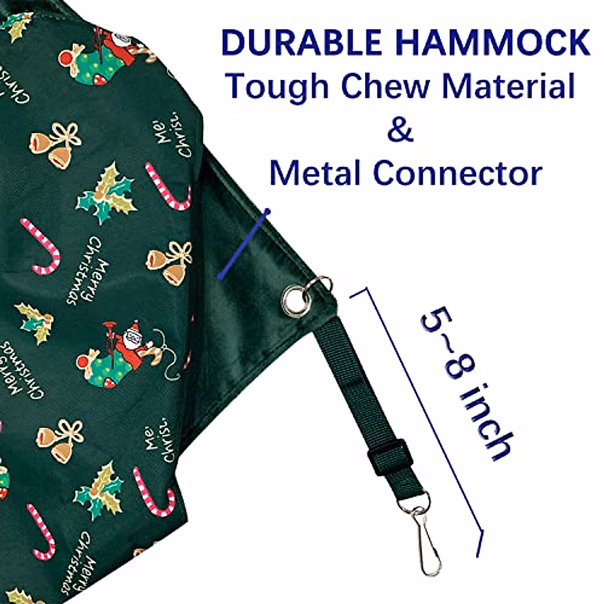 FULUE Ferret Rat Hammock,Ferret Cage Accessories Ferret Guinea Pig Hanging Bed HammockCute Ferret Stuff Tunnel for Cage Set Supplies 13.8inch (Green Christmas)