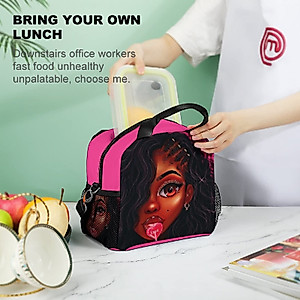 Pocxoep Black Girl Lunch Box for Kids Black Girl Insulated Lunch Bag with Shoulder Strap for Boys Girls Large Capacity Reusable African Lunch Boxes for School Work Picnic