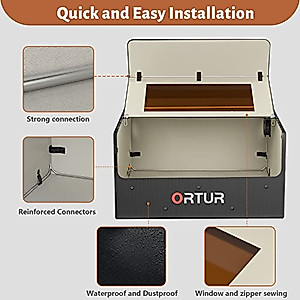 ORTUR Laser Engraver Enclosure, Fireproof and Dustproof Protective Cover with Exhaust Fan for All ORTUR Laser Engravers, Insulates Against Smoke and Odor, Noise Reduction, 700x720x370mm