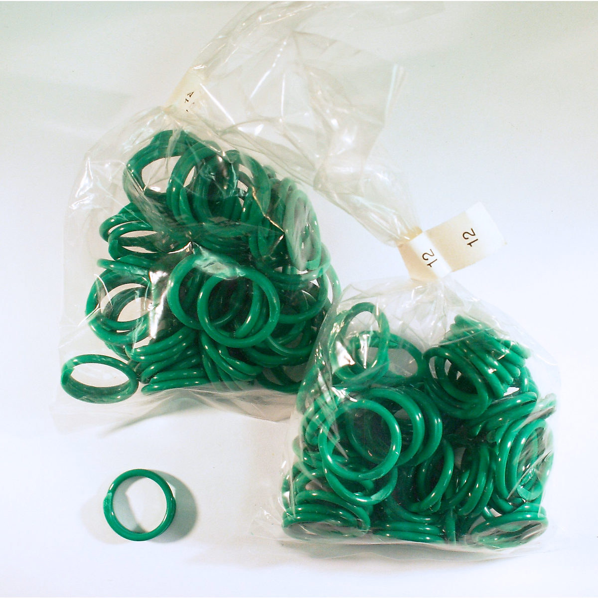 Pack of 100, Size 12, 3/4" inch Spiral Leg Bands (Available in Red, Blue and Green) (Green)