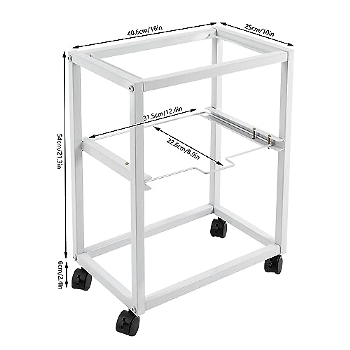 CNCEST 2 Tiers Metal Rolling File Carts, Hanging Files Movable Pull-Out File Cart, With Wheels Metal Carts, For Home Office-White