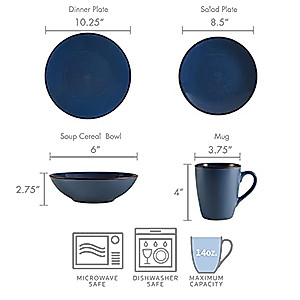 Pfaltzgraff Pierce 16-Piece Dinnerware Set, Service for 4, Blue