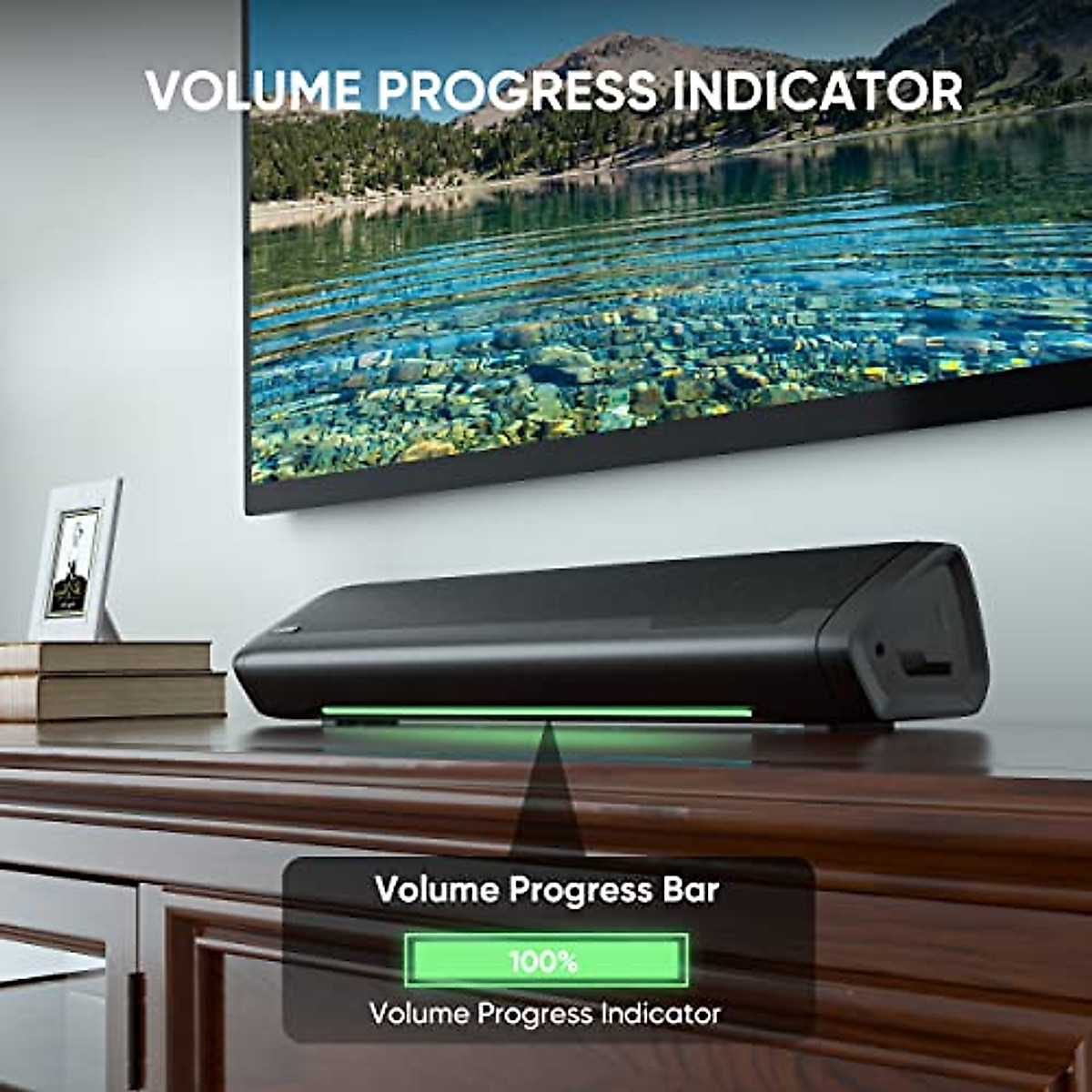 Saiyin Sound Bars for TV, with Bluetooth,Optical, AUX Inputs, 17-Inch Small Speakers with Visual Volume Adjustment & Wall Mountable