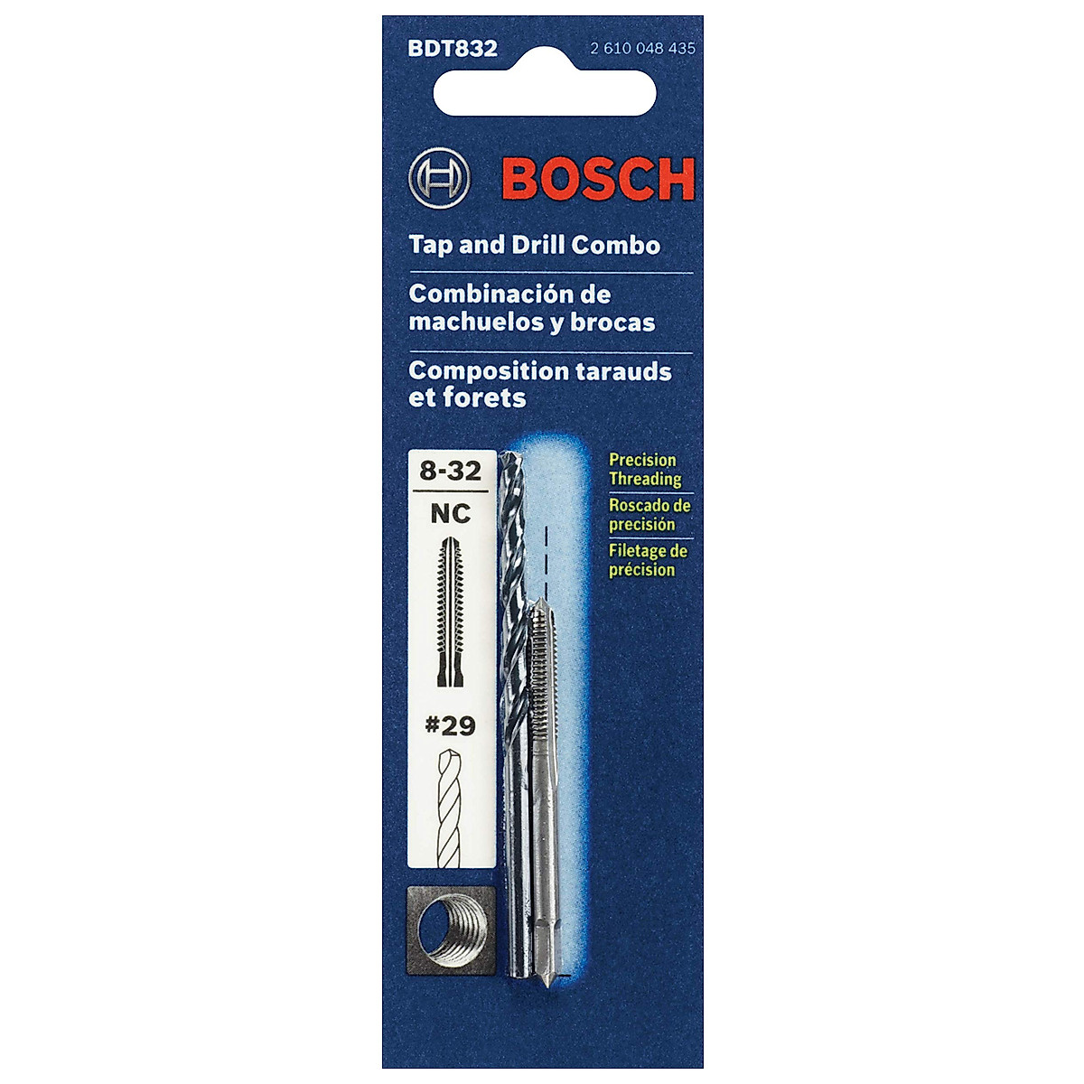 BOSCH BDT832 8-32 Plug Tap and No. 29 Drill Bit Combo Set