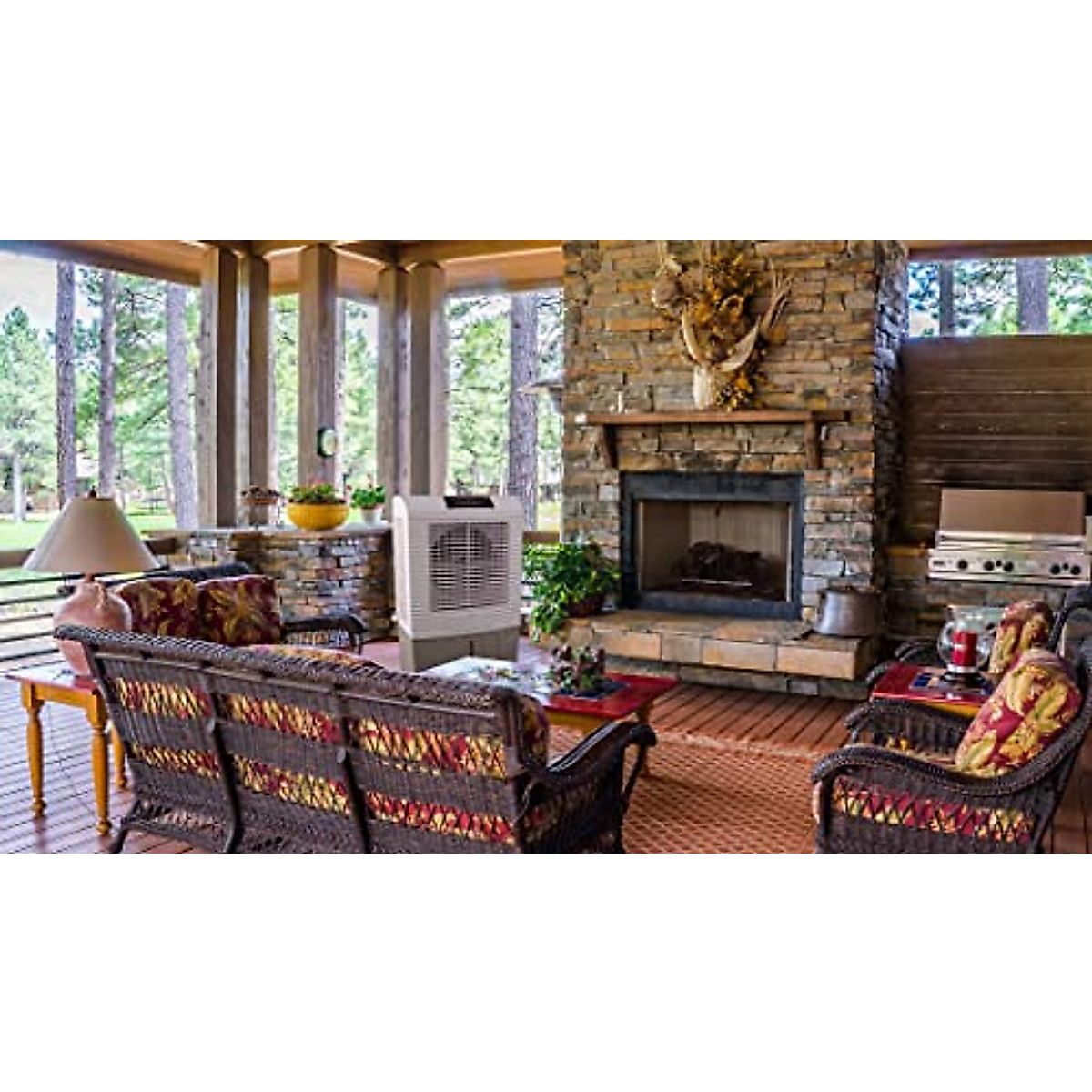 Hessaire MC26A Portable Evaporative Cooler, Humidifier, 2100 Cubic FPM, Cools 700 Sq. Ft., 2.5 GPH, White. For Garages, Shops, Patios, Pools, Workshops, Includes Remote Control for Ease of Operation