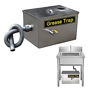 AnEssOil Commercial Grease Trap Stainless Steel Interceptor 0.15 Ton/h (35x20x18cm)